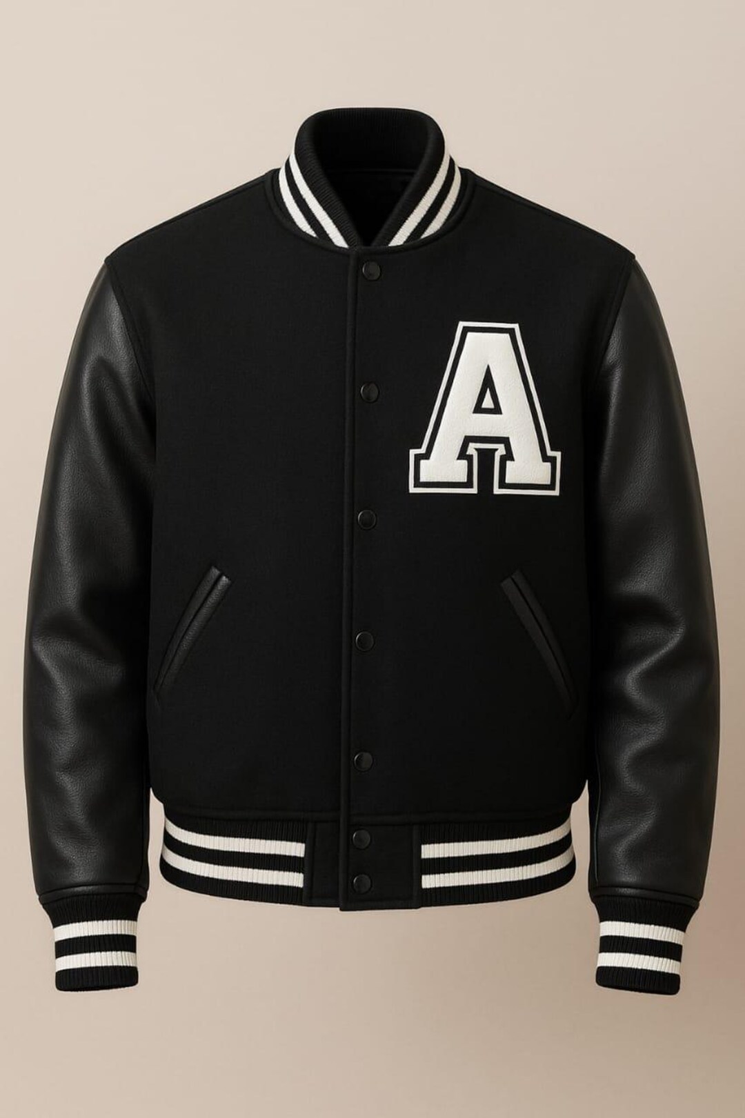 Custom Wool Varsity Jacket | Leather Sleeves, Embroidered Logo - Etsy