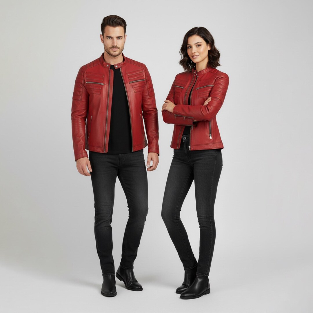 Leather Jackets for Couples | Men & Women Genuine Leather Jacket - Etsy