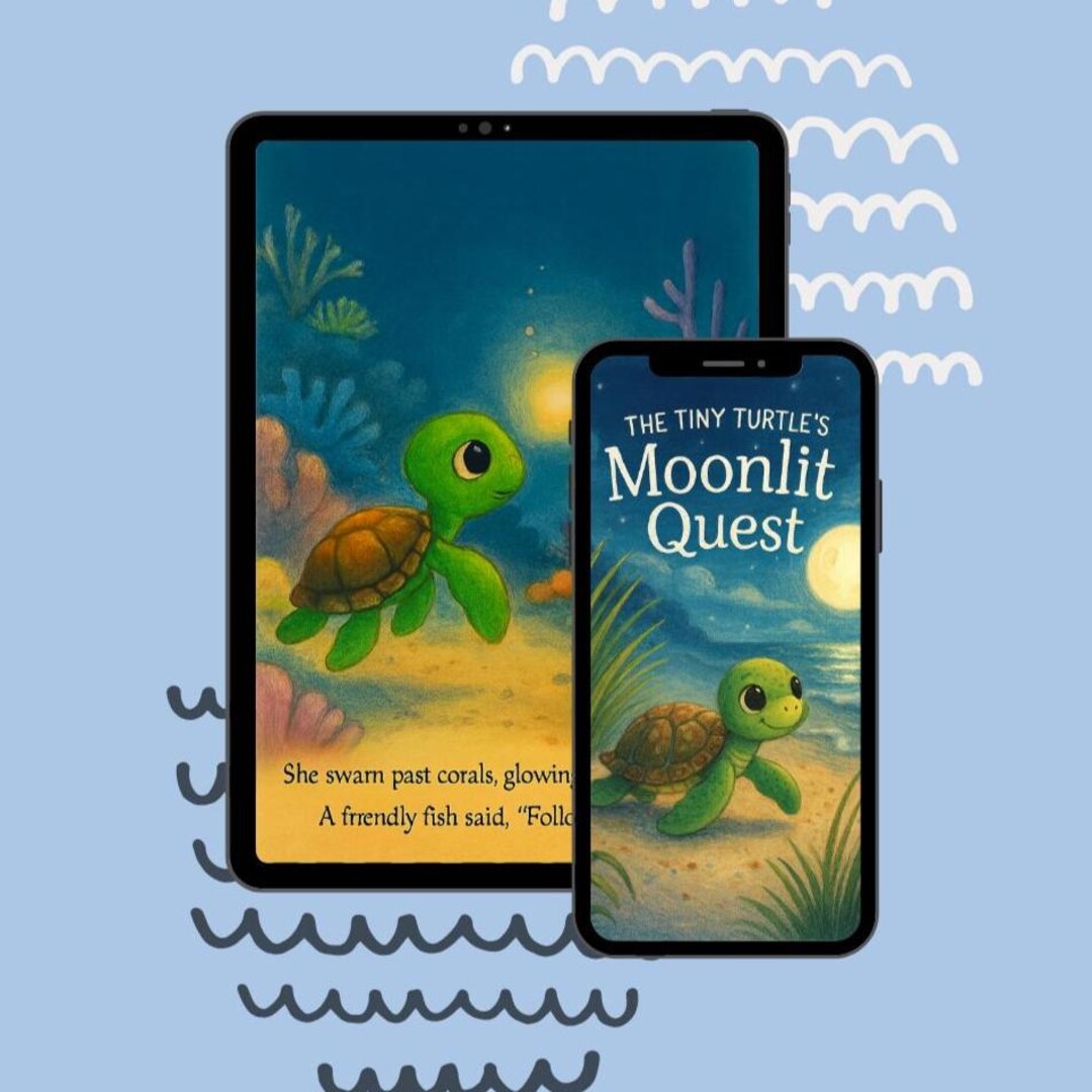 Turtle Digital Bedtime Story PDF – Moonlit Ocean Adventure for Kids - Etsy