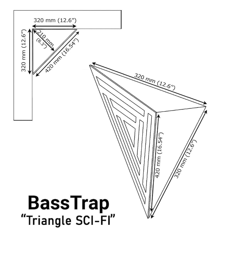 Ceiling Corner Bass Trap «triangle-scifi» Acoustic Foam With Perforated ...