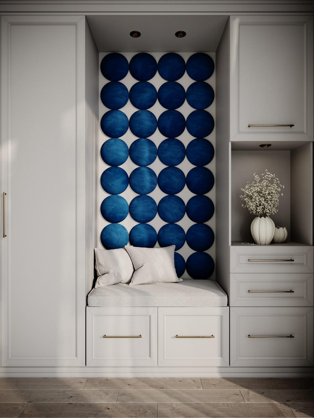 ROUND Upholstered Wall Panels for Hallway | Soft Velvet Decorative ...