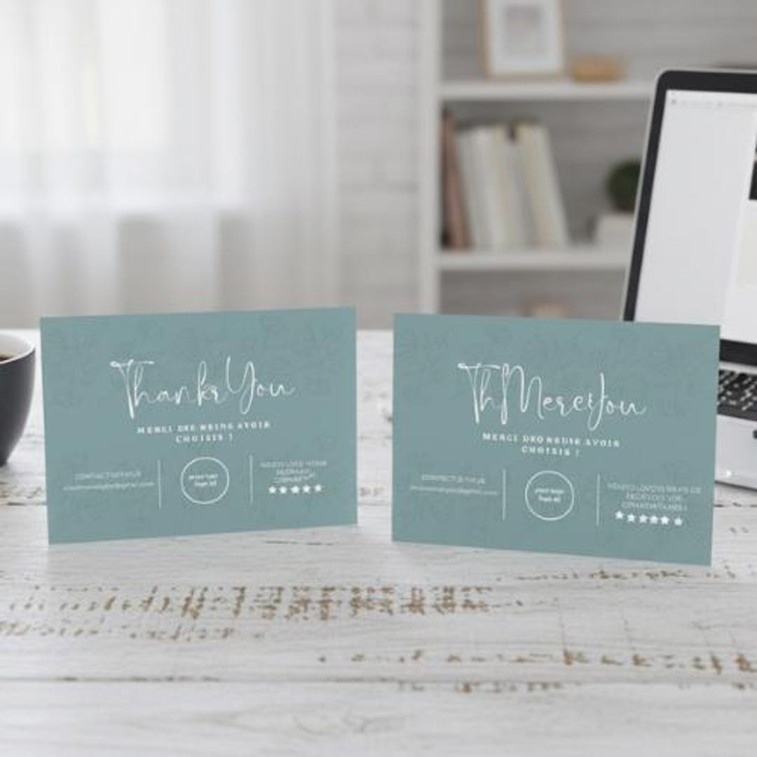 Bilingual Thank You Card Template | English French | Editable Canva ...
