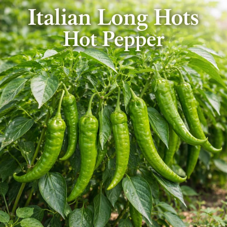 25 Italian Long Hots Hot Pepper Seeds, Heirloom Spicy Chili, Mild Heat ...