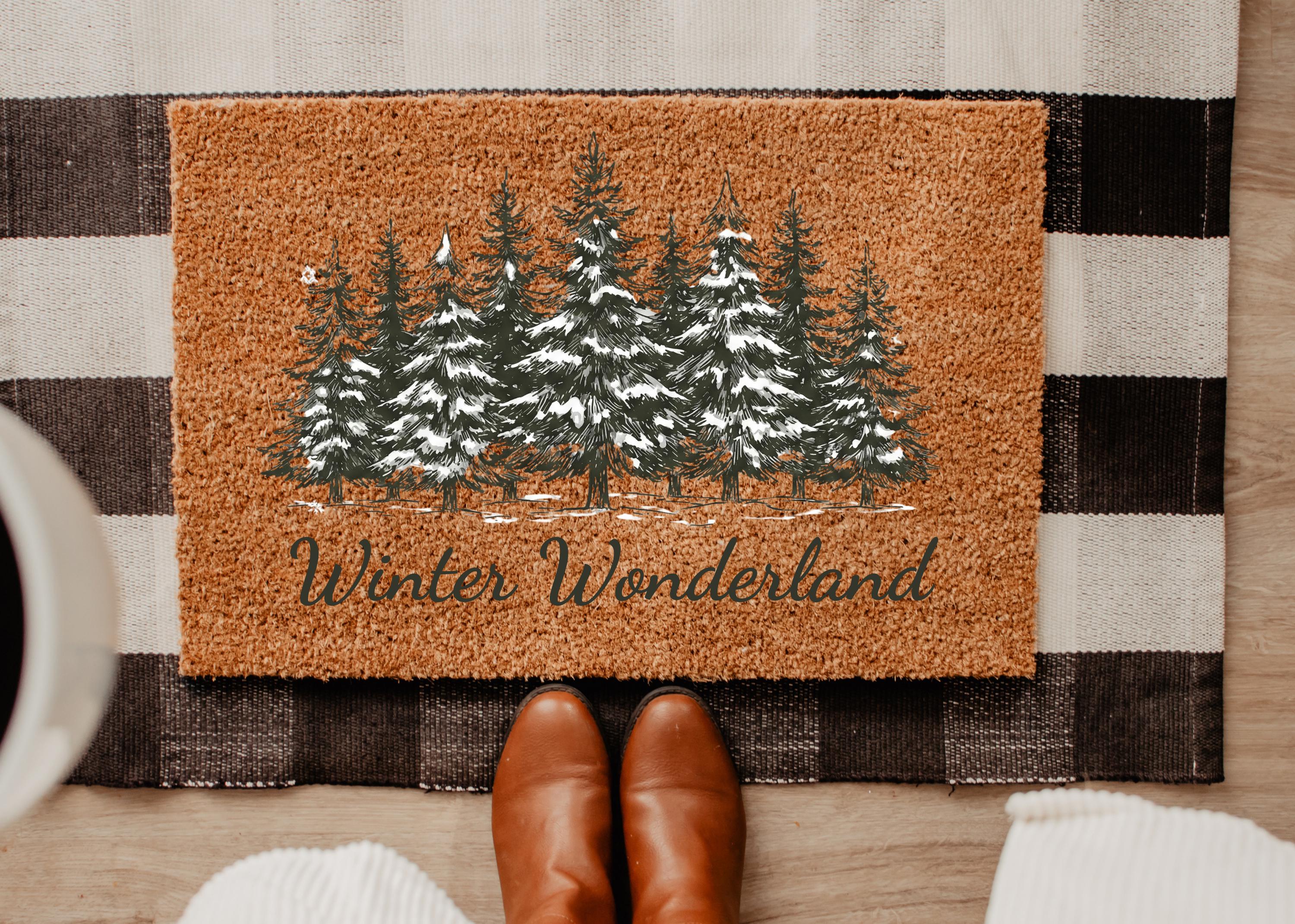 Winter Wonderland Christmas Doormat, Merry Holiday Welcome Mat, Festive ...