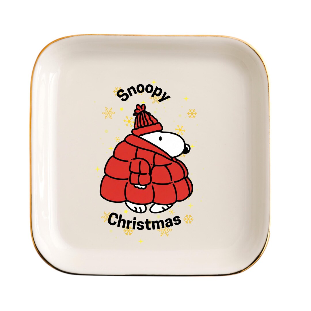 Snoopy Charlie Brown Christmas Holiday Snack Plate Peanuts Cartoon ...
