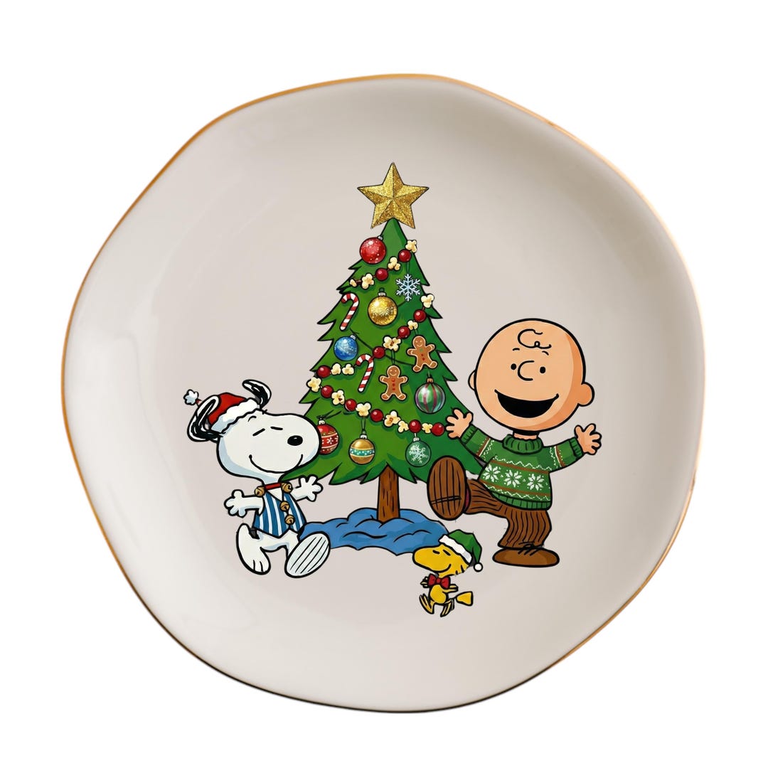 Snoopy Charlie Brown Christmas Holiday Snack Plate Peanuts Cartoon ...