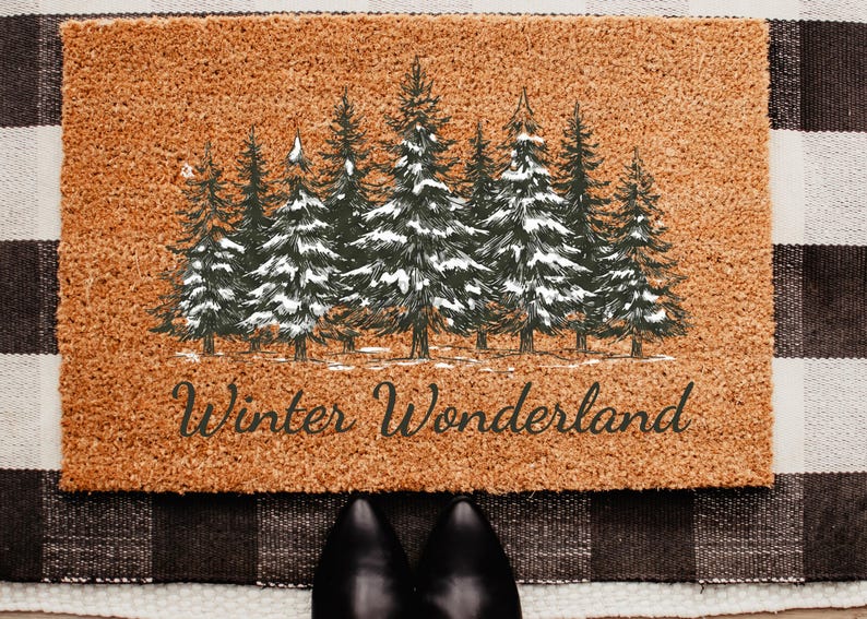 Winter Wonderland Christmas Doormat, Merry Holiday Welcome Mat, Festive ...