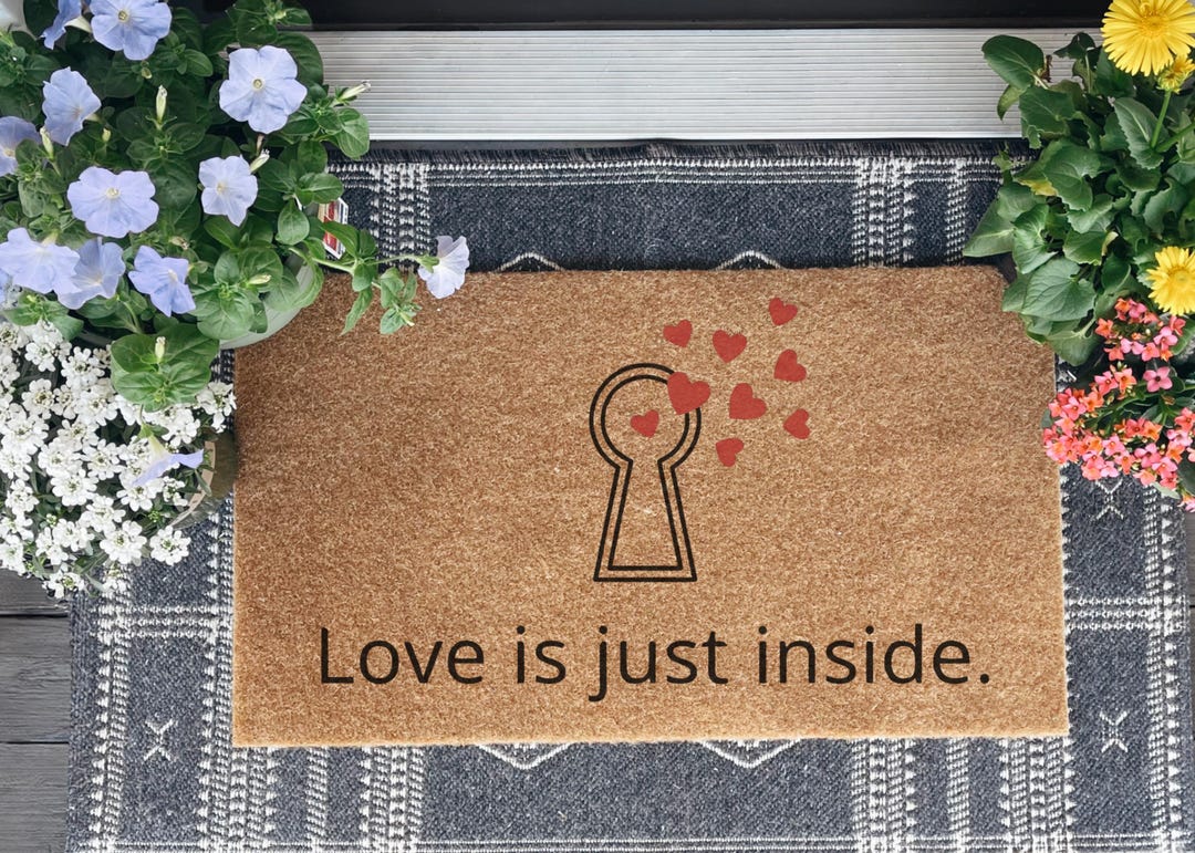 Love is Just Inside Doormat | Romantic Welcome Mat, Minimalist Front ...