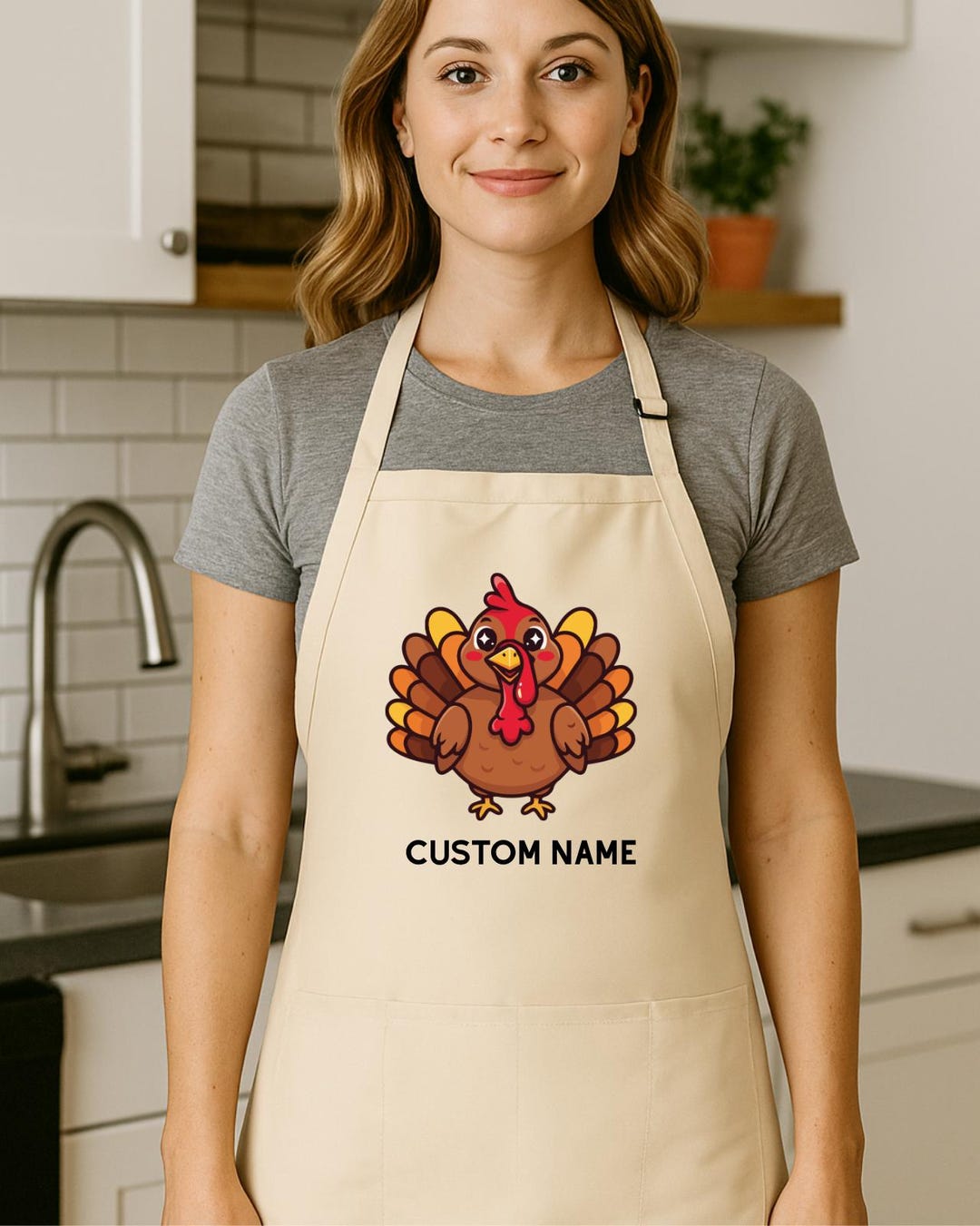 Custom Thanksgiving Turkey Apron - Personalized Cotton Chef Kitchen ...