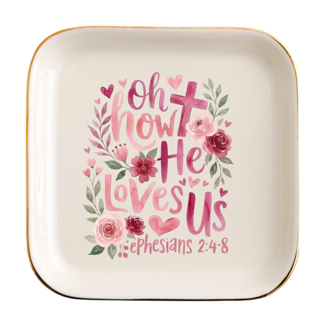 Christian Trinket Dish With Bible Verse | Ephesians 2:4-8 Jewelry Dish ...