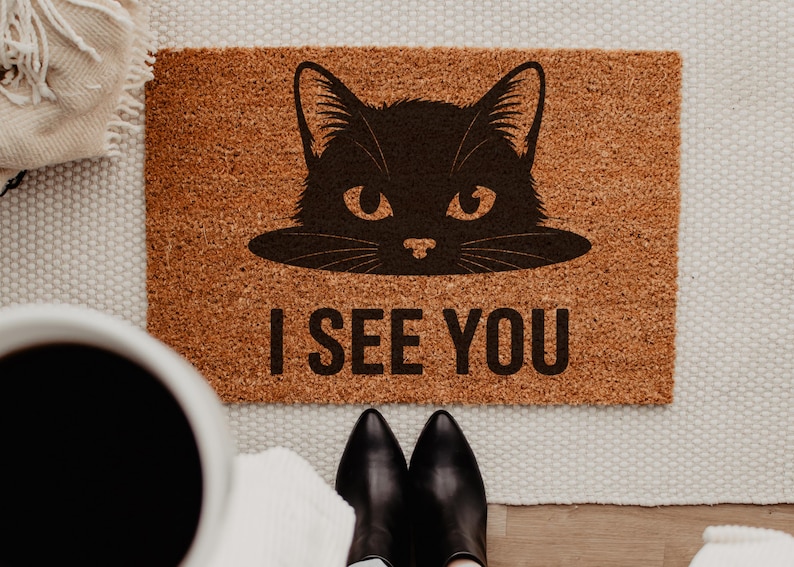 Cat Welcome Doormat I See You | Funny Pet Lover Entryway Rug ...