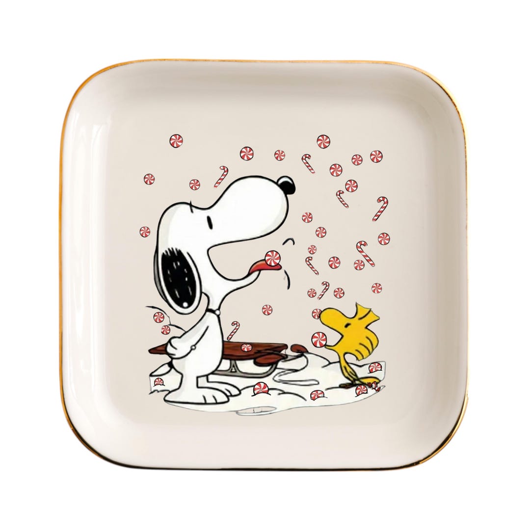 Snoopy Charlie Brown Christmas Holiday Snack Plate Peanuts Cartoon ...