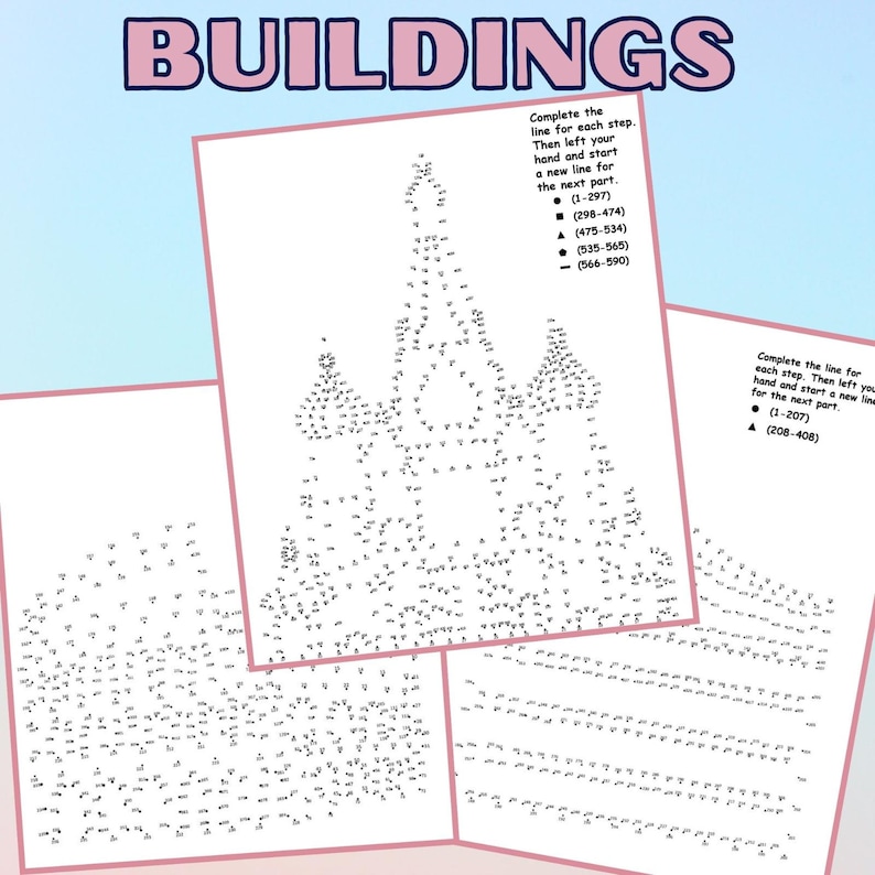 Difficult Landscape Dot-to-dot Downloadable Worksheets for Adults ...