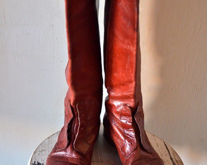 SALE Vintage Women's Rust Red Italian Leather Riding Boots - Etsy
