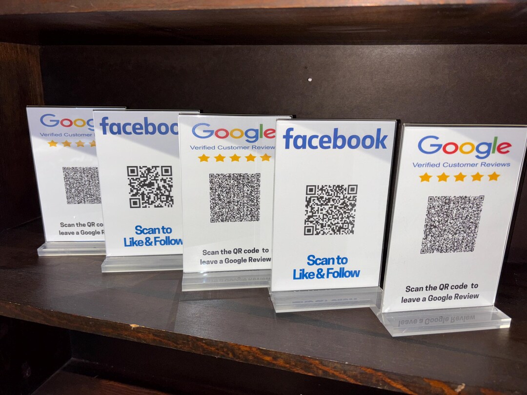 5 Pack QR Code Display: Double Sided Options Include Google Review ...