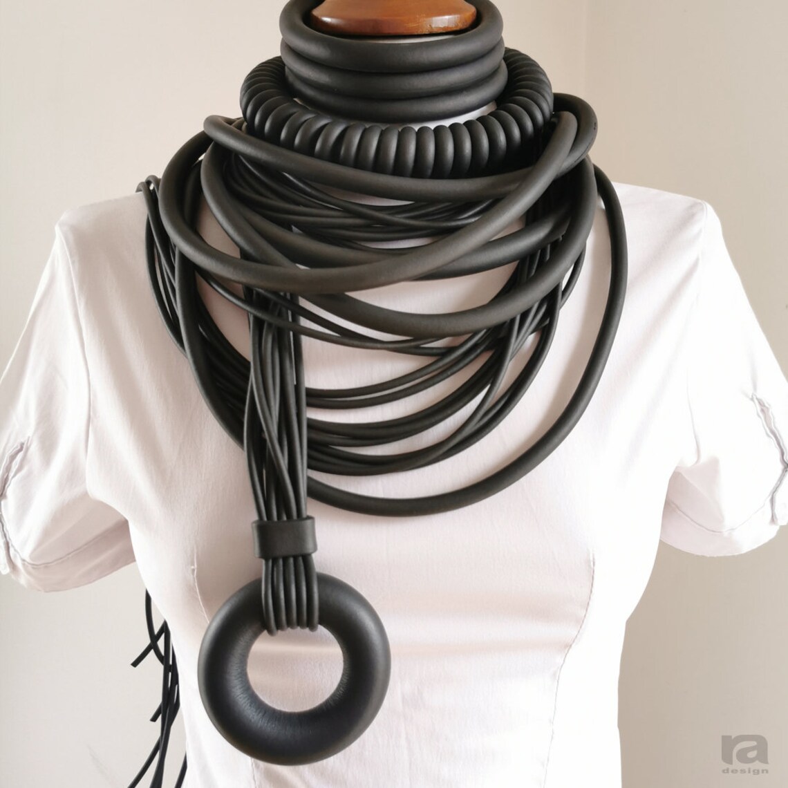 7 Pedant Rings, Black Foam Rubber Necklace, Simply Necklace Design ...