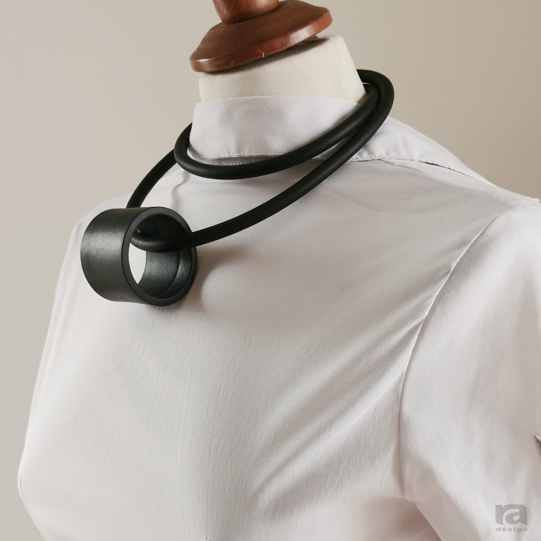 Black Foam Rubber Necklace Designers Necklace Art Jewelry - Etsy