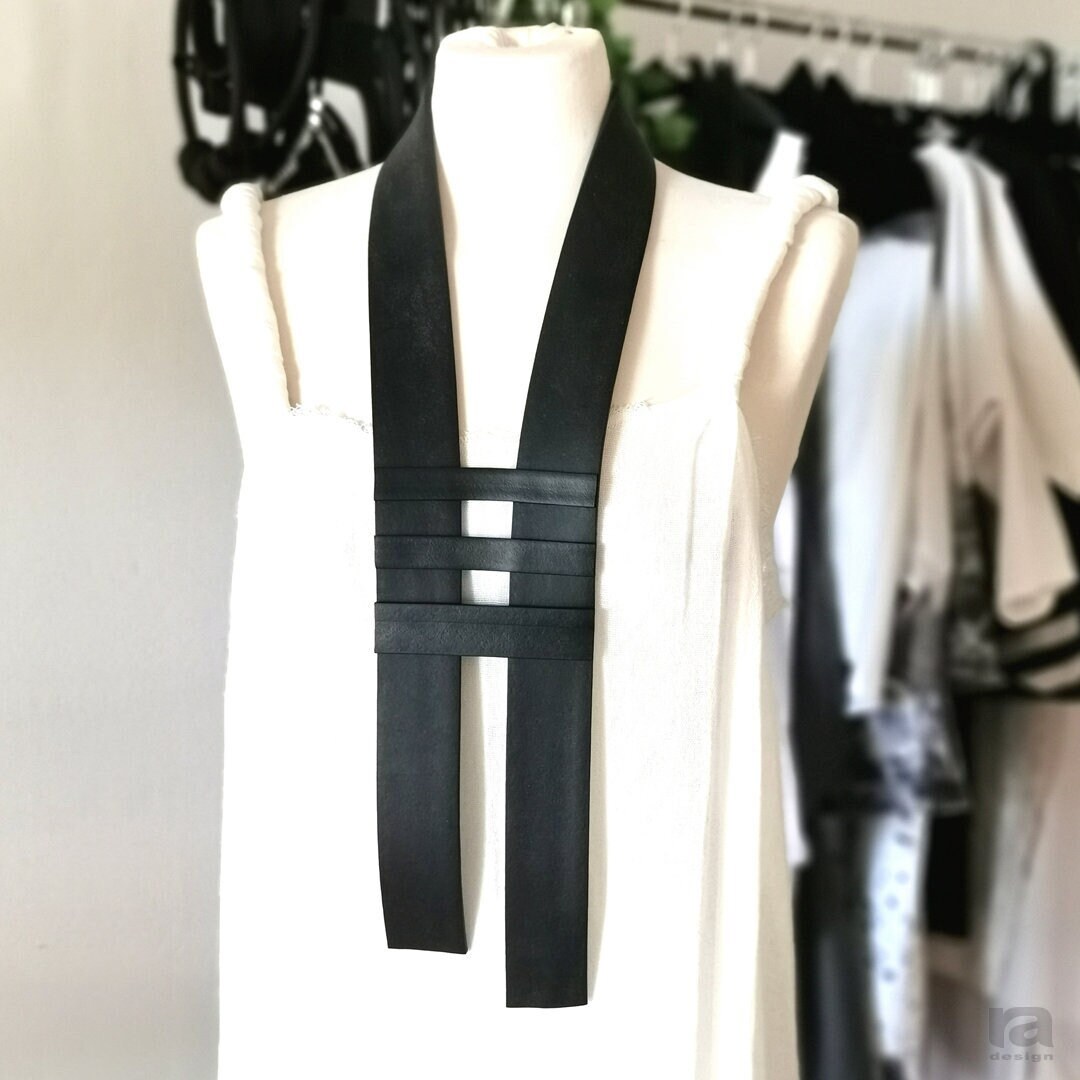 Unusual Long Designers Rubber Necklace, Black Necklace, Fashion Jewelry ...