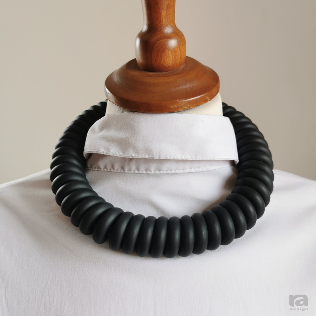 Statement Rubber Choker Necklace, Black Foam Rubber Necklace, Simply ...