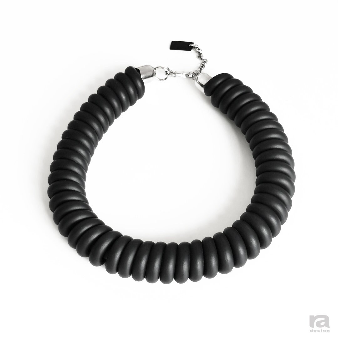 Statement Rubber Choker Necklace, Black Foam Rubber Necklace, Simply ...