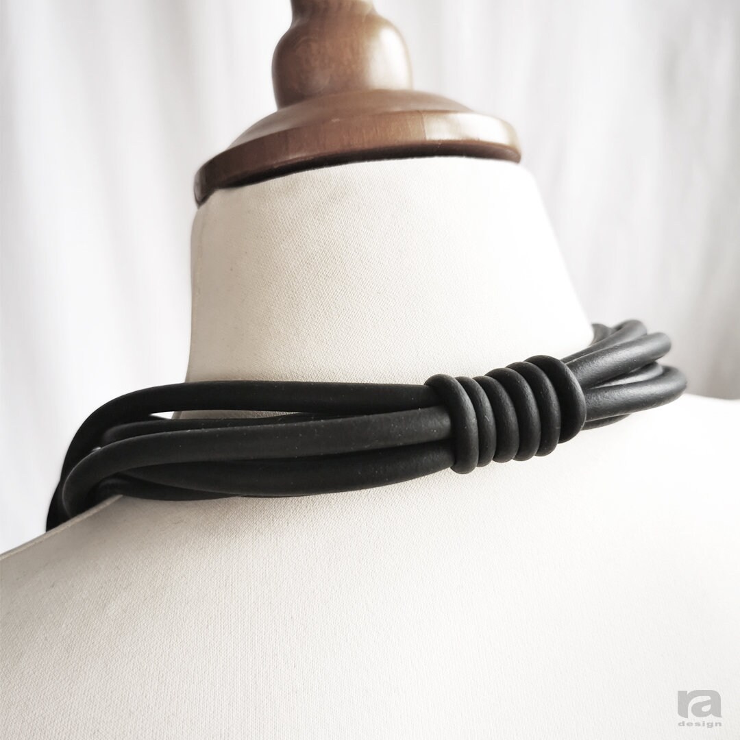 Long Multi Strand Rubber Necklace, Black Necklace, Fashion Jewelry ...