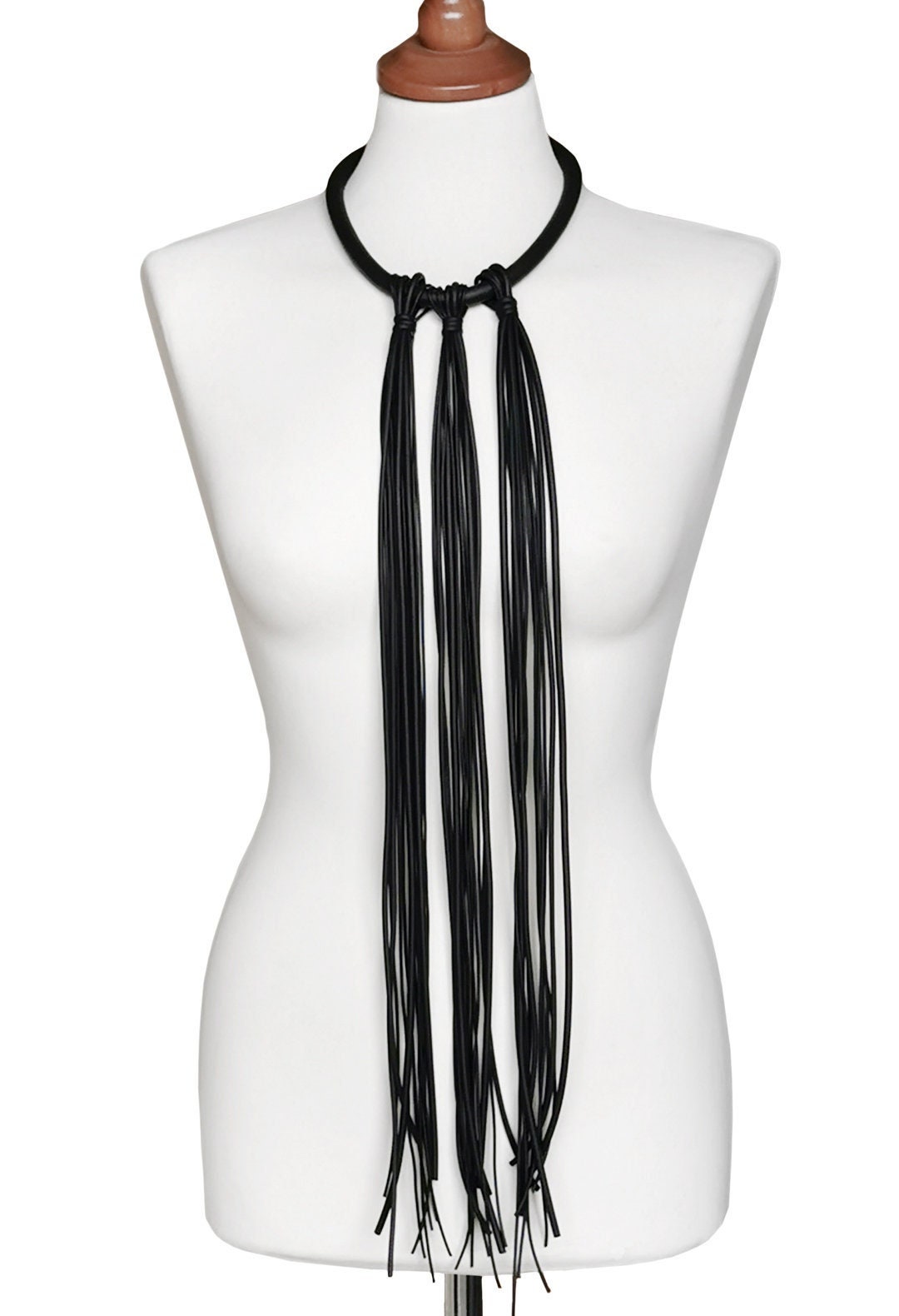 Long Multi Strand Rubber Necklace Black Necklace Black - Etsy