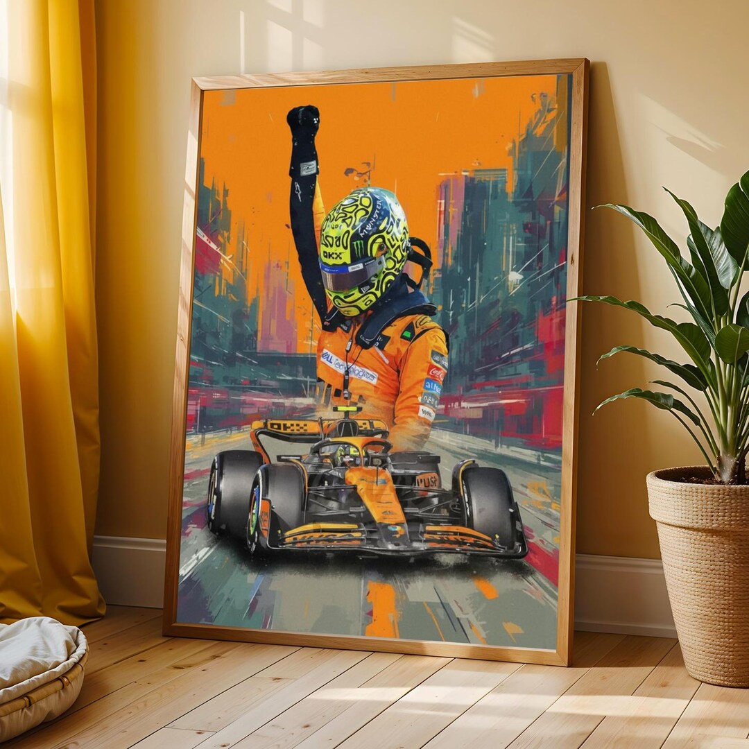 Formula 1 Driver Poster – Art Print, Neon Orange and Navy, Dynamic Race ...