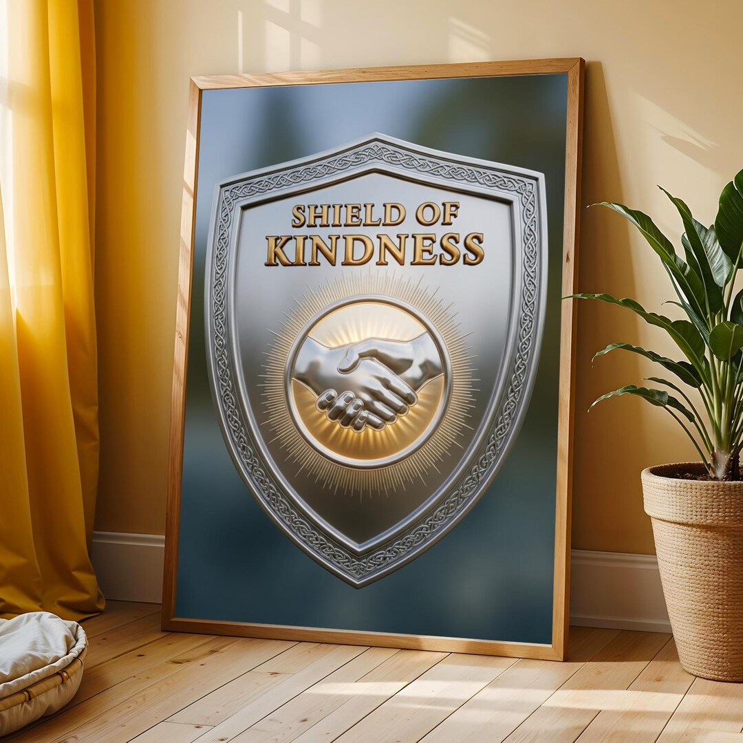 Shield of Kindness Art Print – Heraldic Handshake, Positive Vibes - Etsy