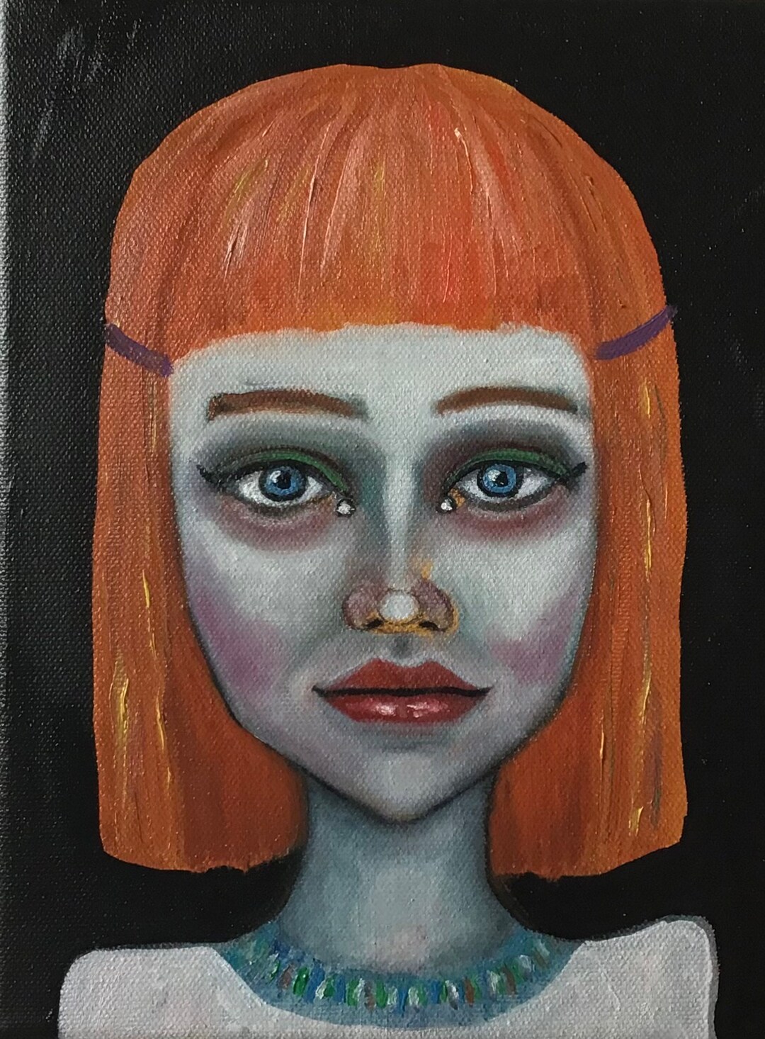 Original, Art, Figurative, Abstract,, Girl, Weird, Odd, Portrait, Naive ...