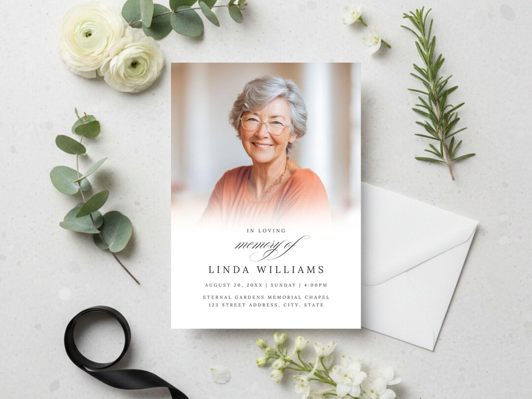 Minimalist Funeral Invitation Template for Celebration of Life Invite ...