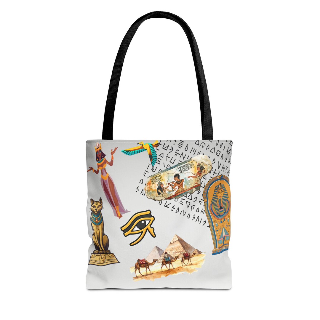 Egypt Culture Tote, Ancient Symbols Illustration Bag, Pyramids Travel ...