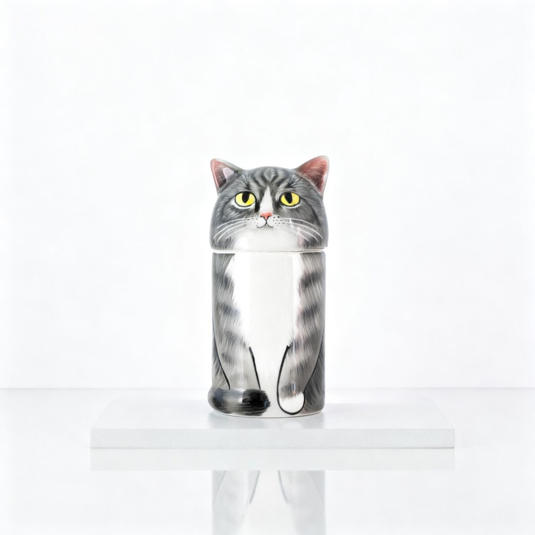 Custom Hand-painted Tabby Cat Ceramic Pet Urn for Ashes - Personalized ...