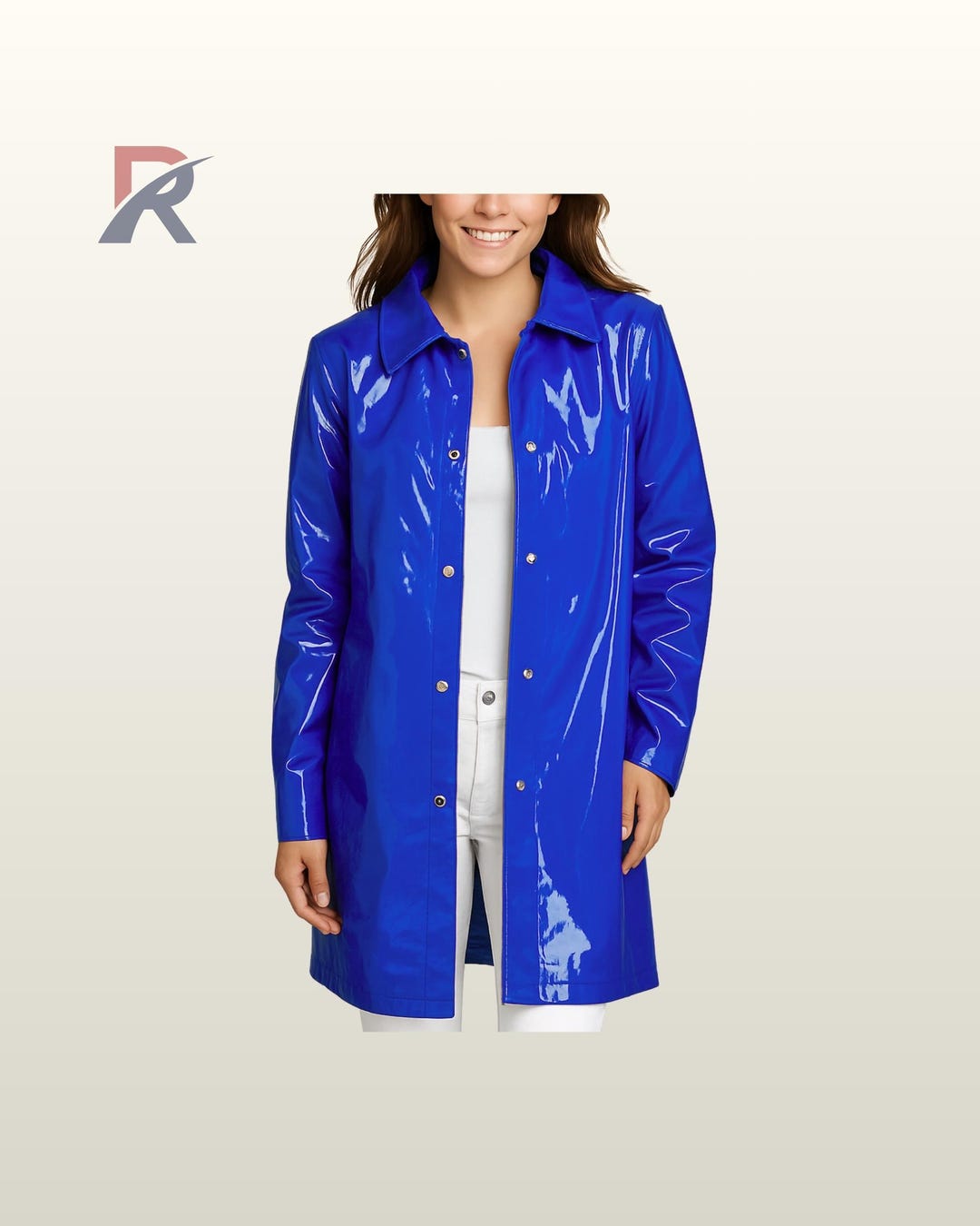 Trench-coat en cuir verni PVC, veste de pluie en vinyle imperméable ...
