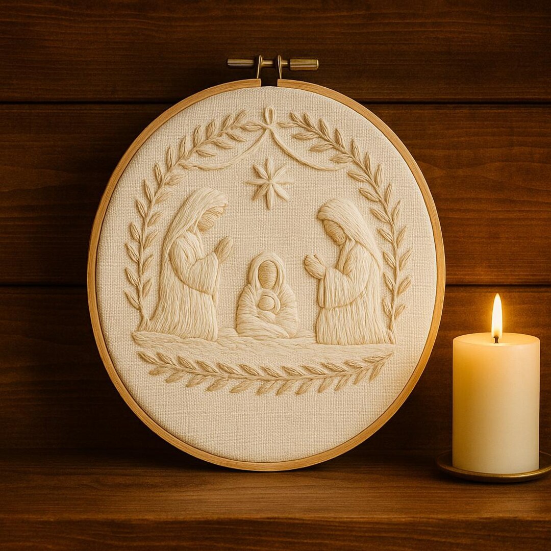 Nativity Scene Embroidery Kit for Beginners - Nativity Scene, Christmas ...