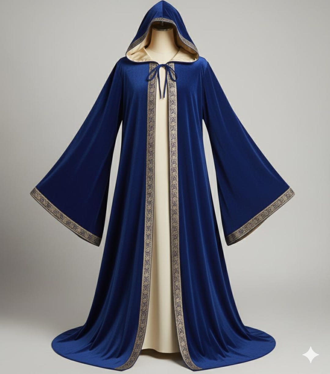 Velvet Hooded Cloak - Medieval Sorcerer Costume, Golden Trim - Etsy