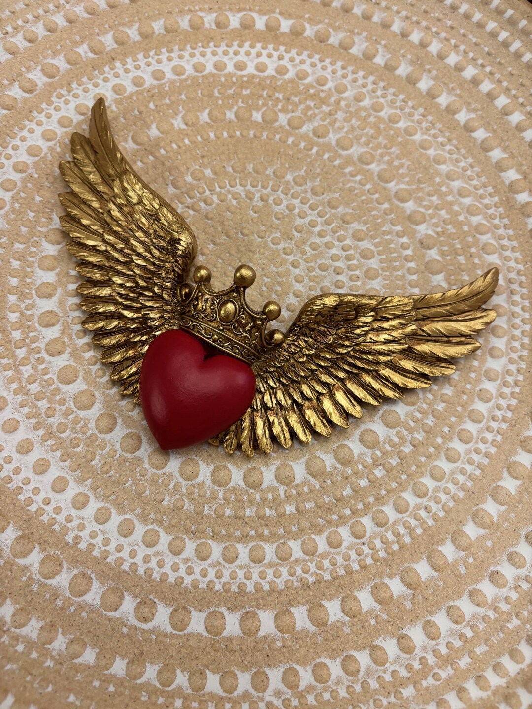 Red Heart & Angel Wings Side Table With Removable Wings - Etsy