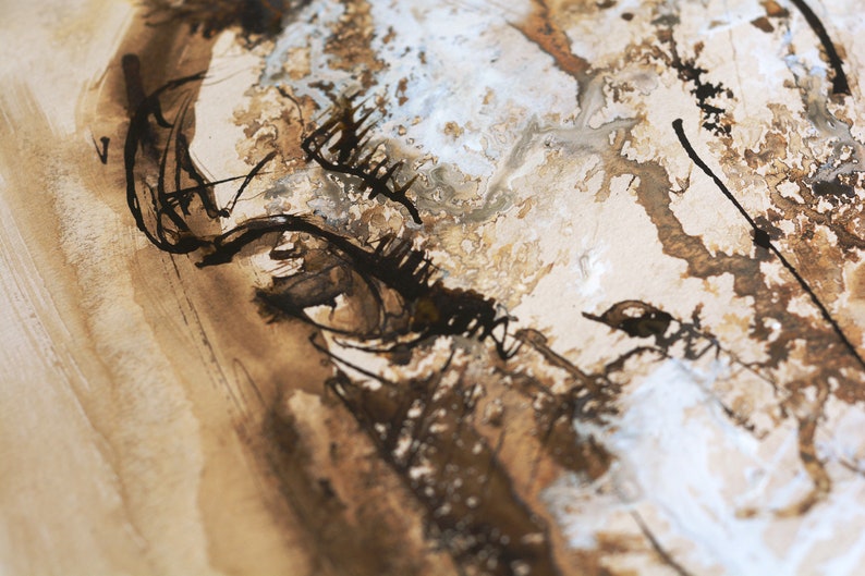 Sepia Ink Painting of a Horse Head on Paper a Contemporary Original ...
