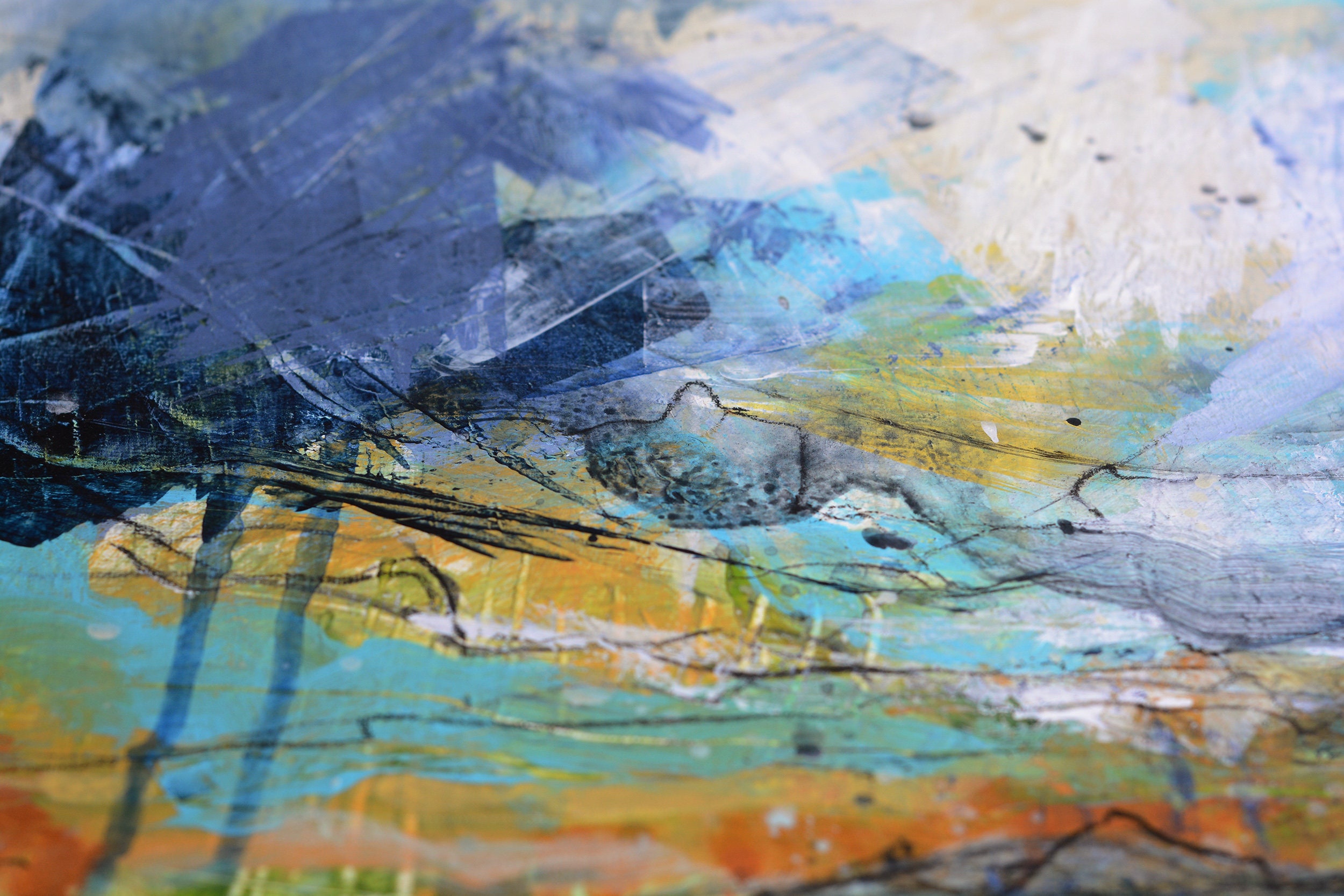 Contemporary Original Fine Art Mixed Media Abstract Painting - Etsy UK