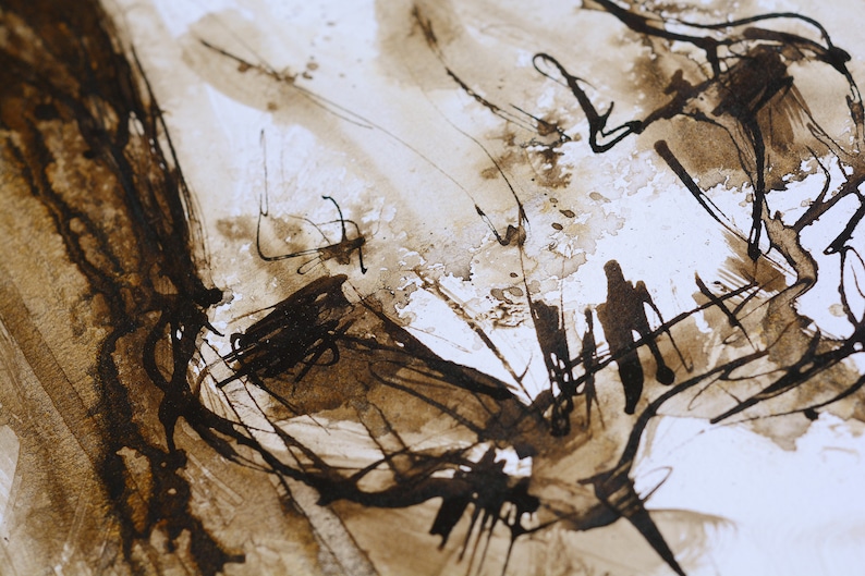Sepia Ink Painting of a Horse Head on Paper a Contemporary Original ...