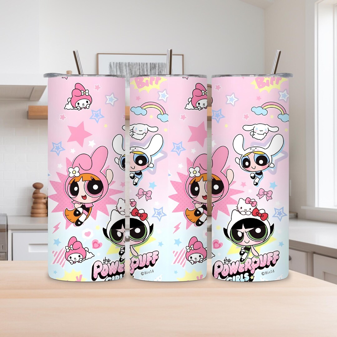 Power Puff Cartoon Girl Trio Collage Tumbler 90s Inspired - Etsy