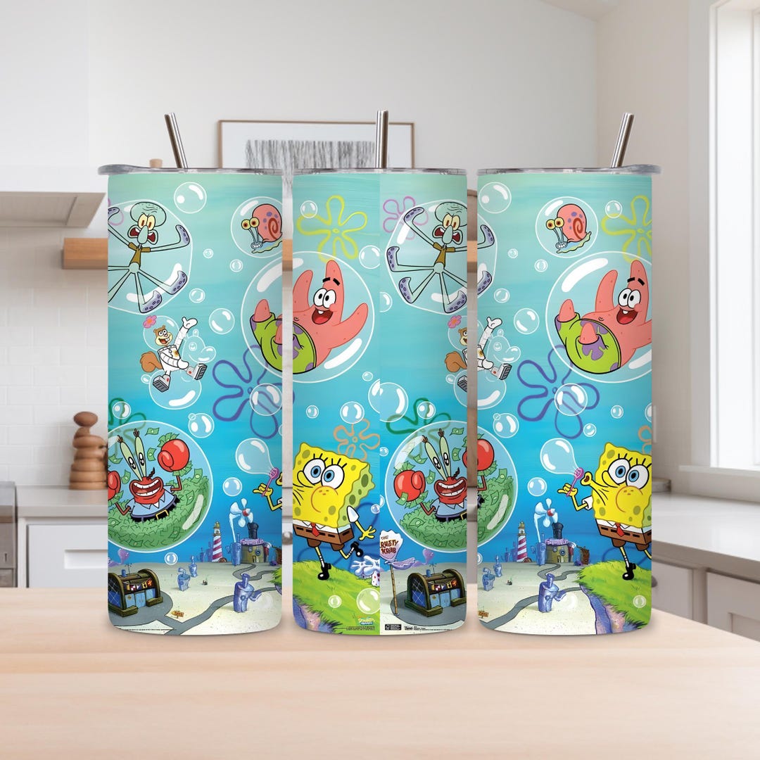 Spongebob Tumbler Wrap | 20oz Skinny Tumbler Sublimation Design ...