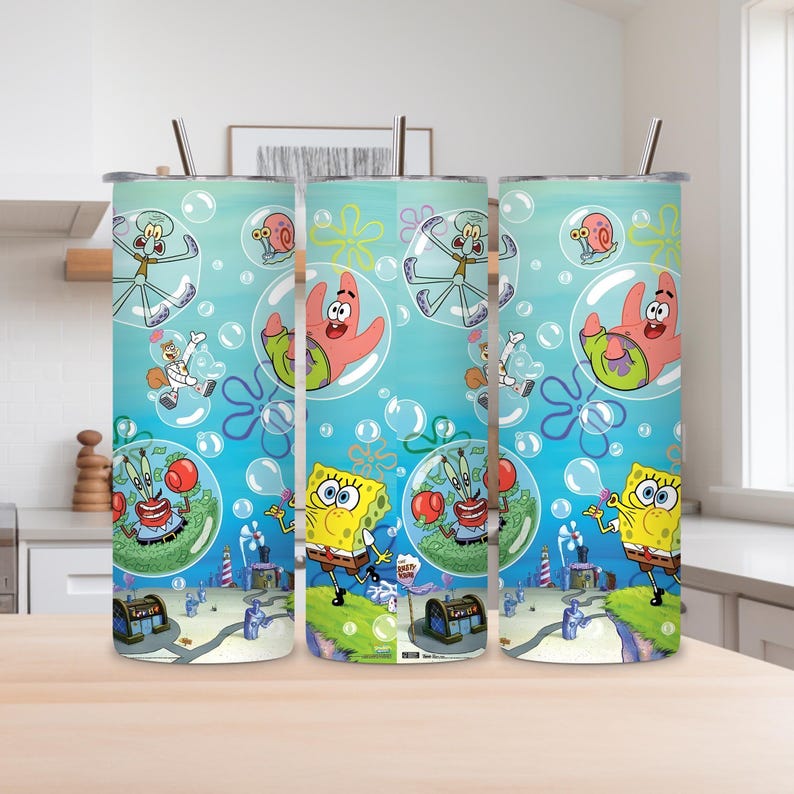 Spongebob Tumbler Wrap | 20oz Skinny Tumbler Sublimation Design ...