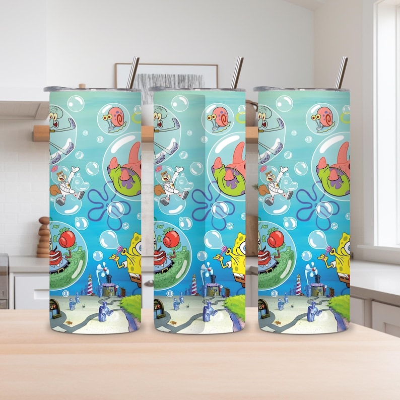Spongebob Tumbler Wrap | 20oz Skinny Tumbler Sublimation Design ...