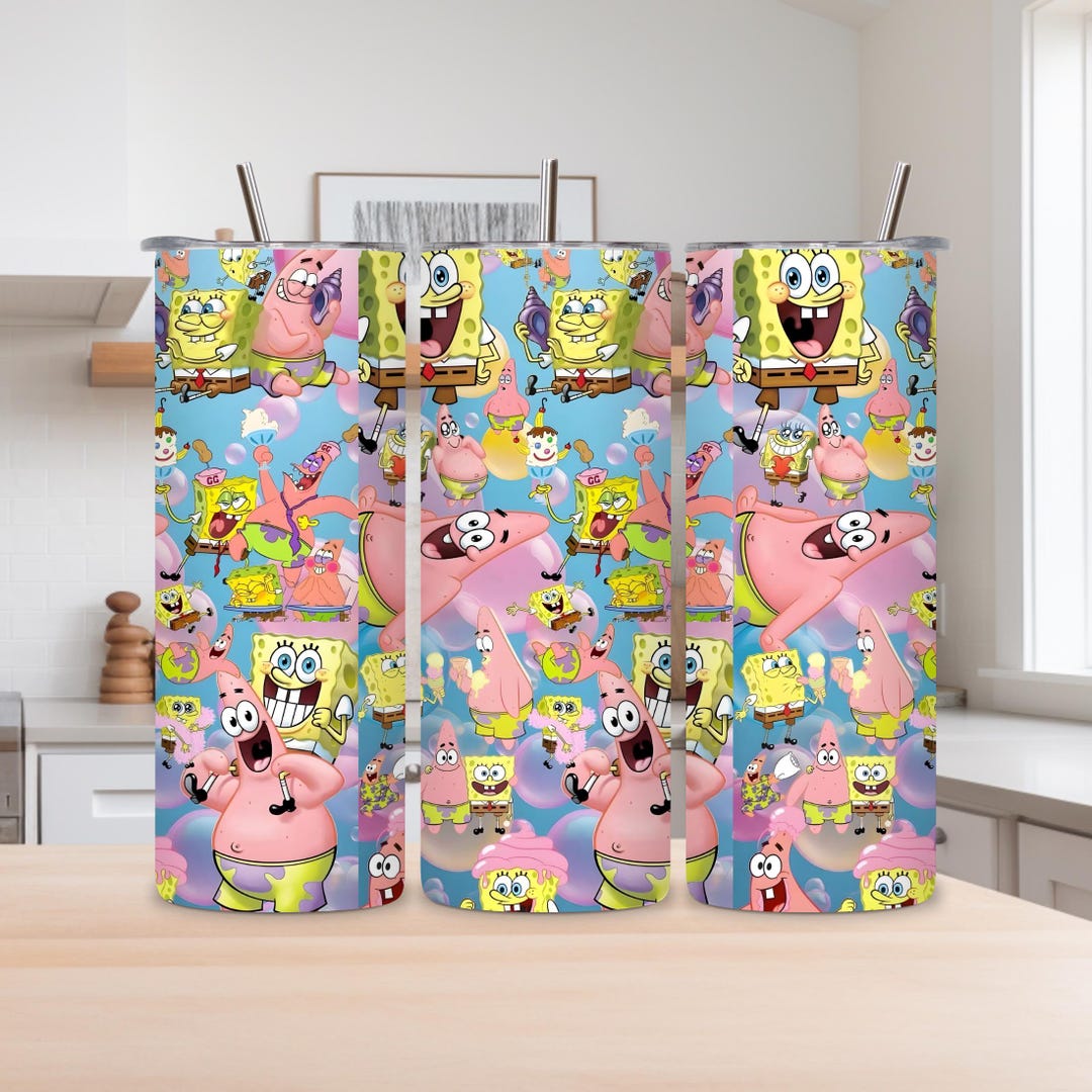 Sponge Bob Tumbler Wrap PNG, 20oz Skinny Tumbler Design (digital ...
