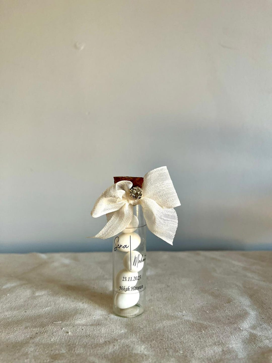 Personalized Wedding Favor Glass Tube With Jordan Almonds – Elegant ...