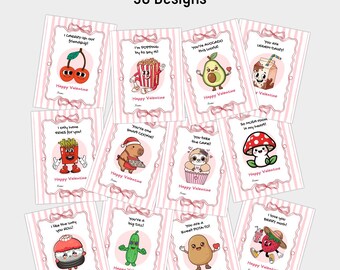 Funny Food Pun Valentine Cards Kids, Printable Retro Classroom Exchange ...