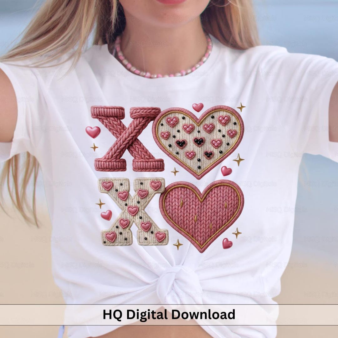 Faux Knit XOXO PNG, Realistic Yarn Texture Sublimation, Coquette ...