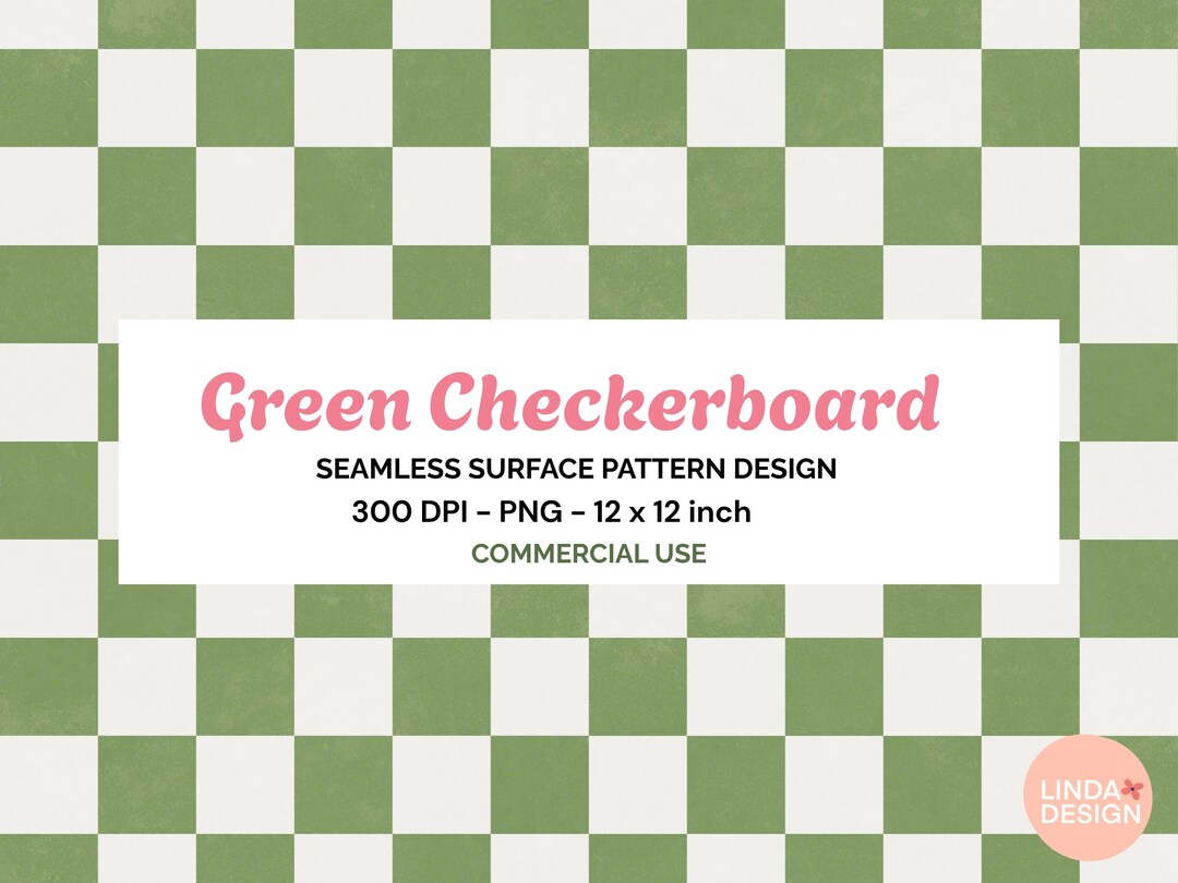 Retro Green Checkerboard Seamless Design-grass Green Spring Gingham PNG ...