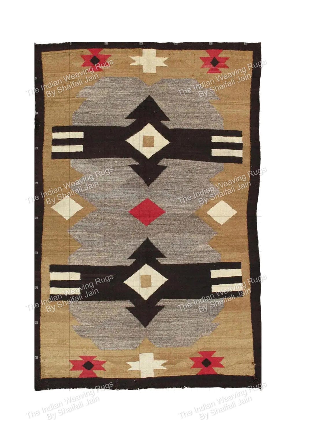 5x8 Ft Handwoven Wool Navajo Rug Southwestern Pattern Reversible Two ...
