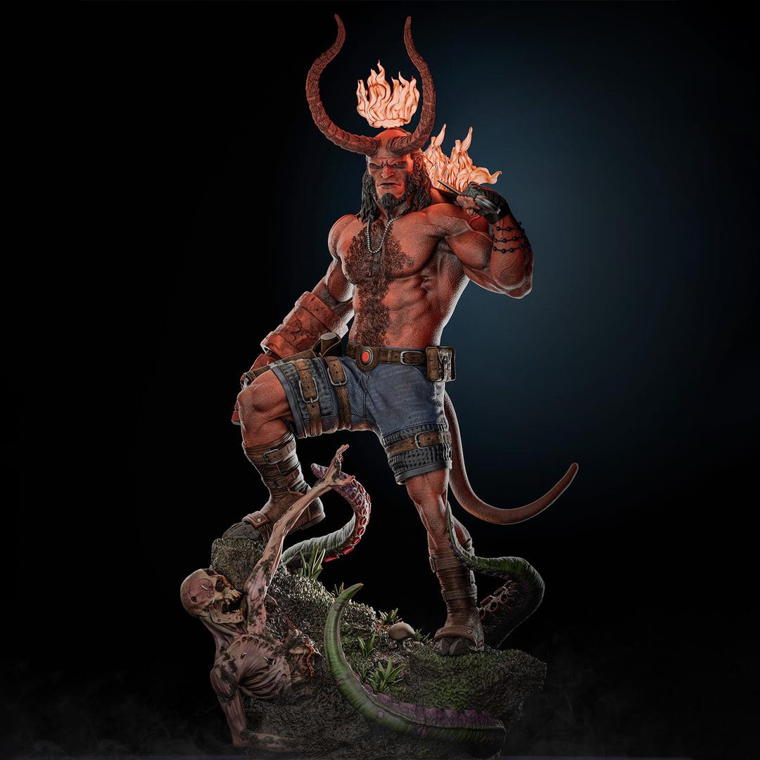 Hellfire Horned Warrior Statue STL | 3D Print Model - Etsy